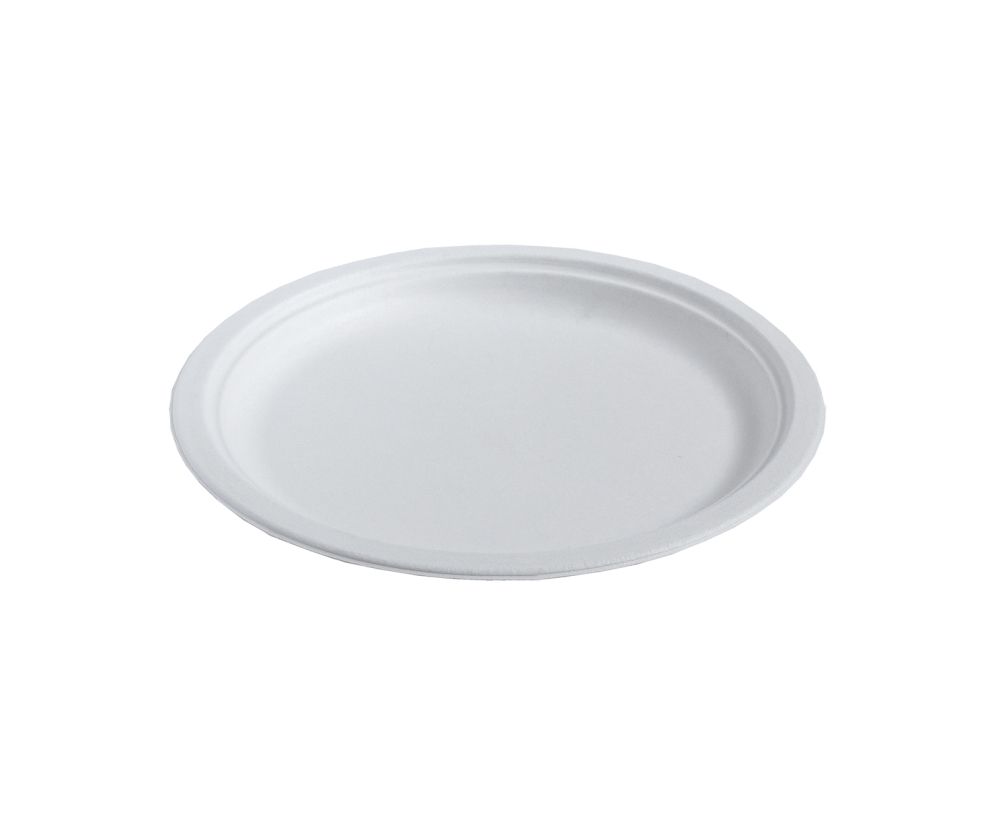 Talerz z trzciny cukrowej, okrągły, średnica 26cm, biały, op.50 sztuk ...