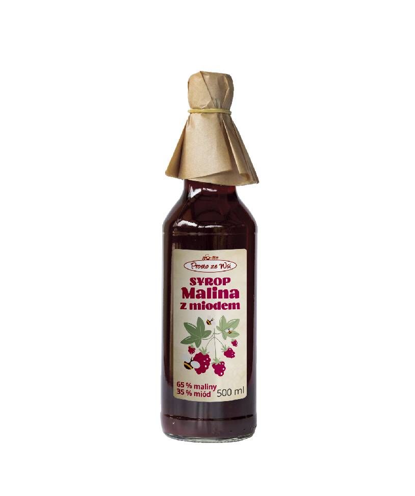 Prosto ze Wsi, Syrop Malina z Miodem 500ml - Sklep APS Glass & Bar Supply